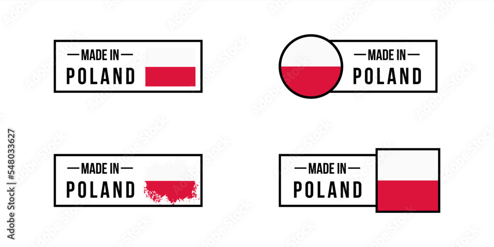 Set of made in Poland labels, made in Poland vector sticker pack ...