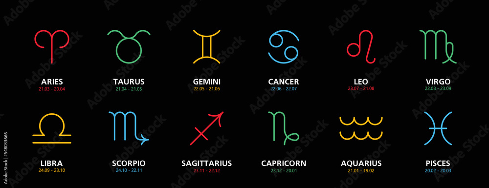 Set of astrological zodiac symbols. horoscope zodiac signs Stock Vector ...