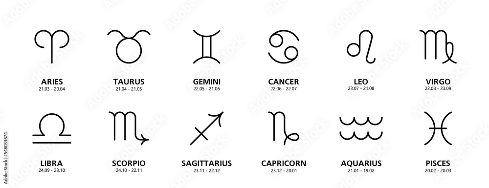 Set of astrological zodiac symbols. horoscope zodiac signs Stock Vector ...