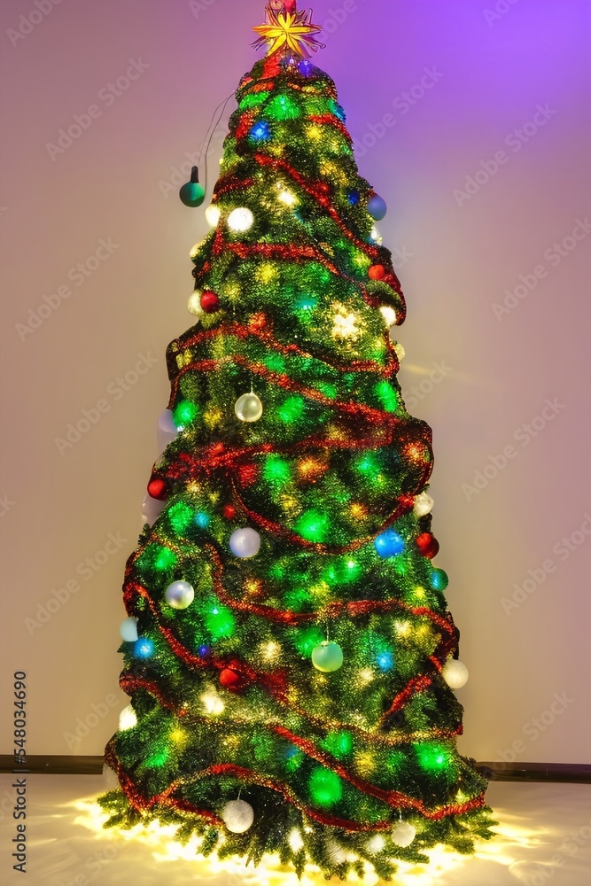 conte artwork of christas tree with messy decorations, made by AI ...