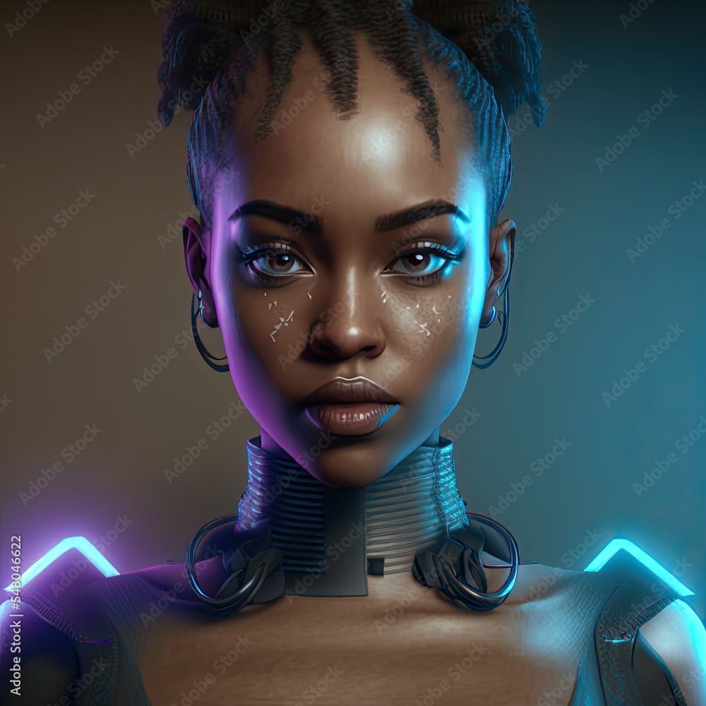 3d render character design. Black cyberpunk african american woman ... 3d render character design. Black cyberpunk african american woman ...