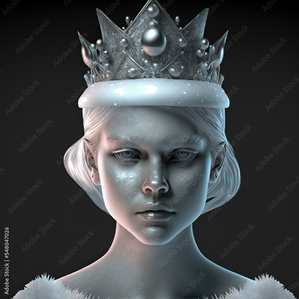 3d Render Model Of Frozen Ice Queen Snow Princess Character Design Isolated On Black Background