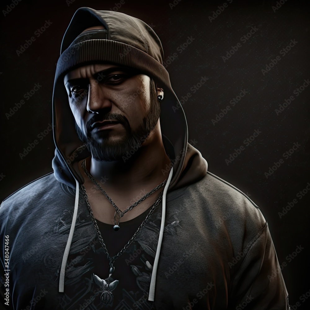 Rapper street NPC character. Video game design. Cartoon digital style ...