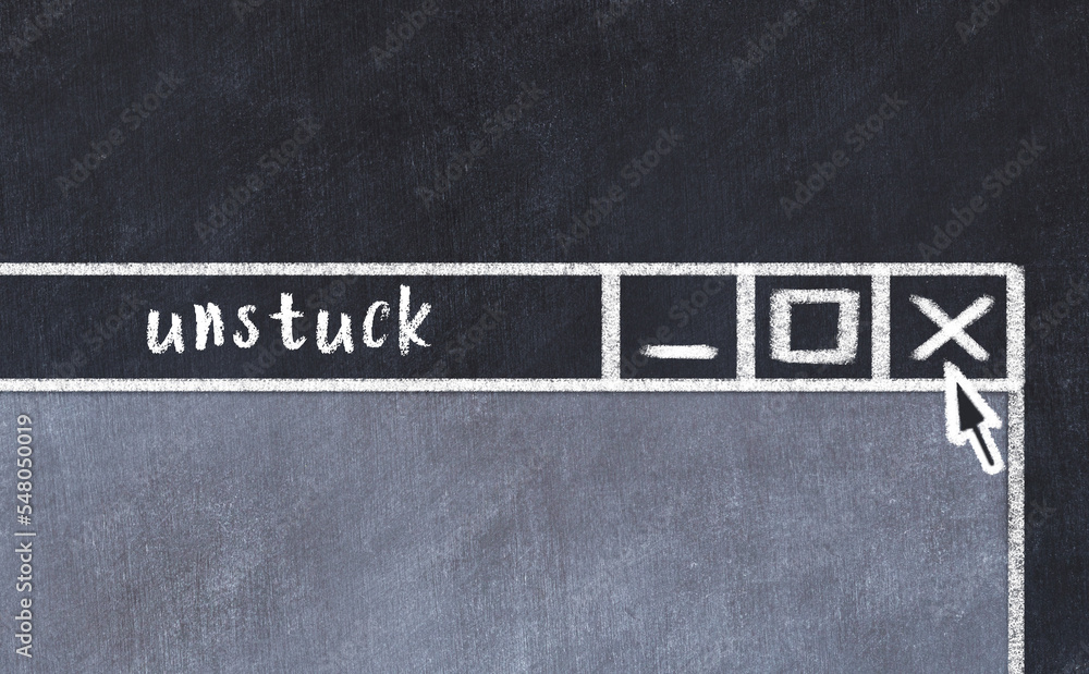 Concept of dealing with problem. Chalk drawing of closing browser ...