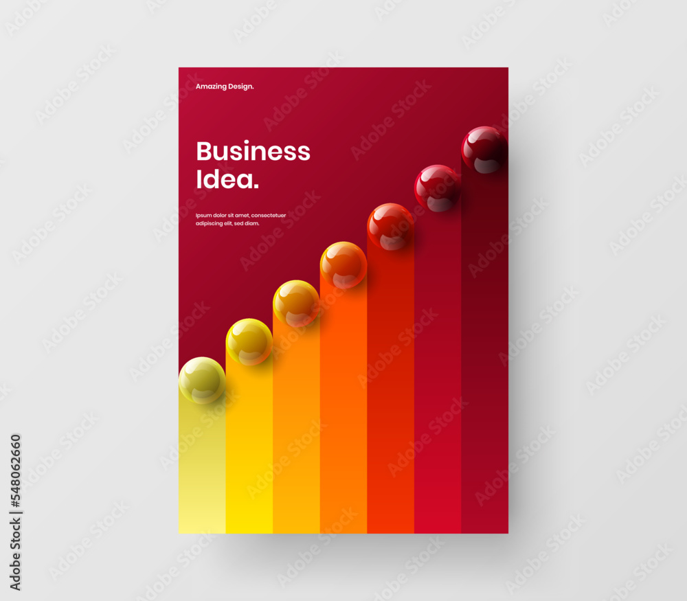 Colorful leaflet A4 vector design layout. Clean realistic balls placard ...