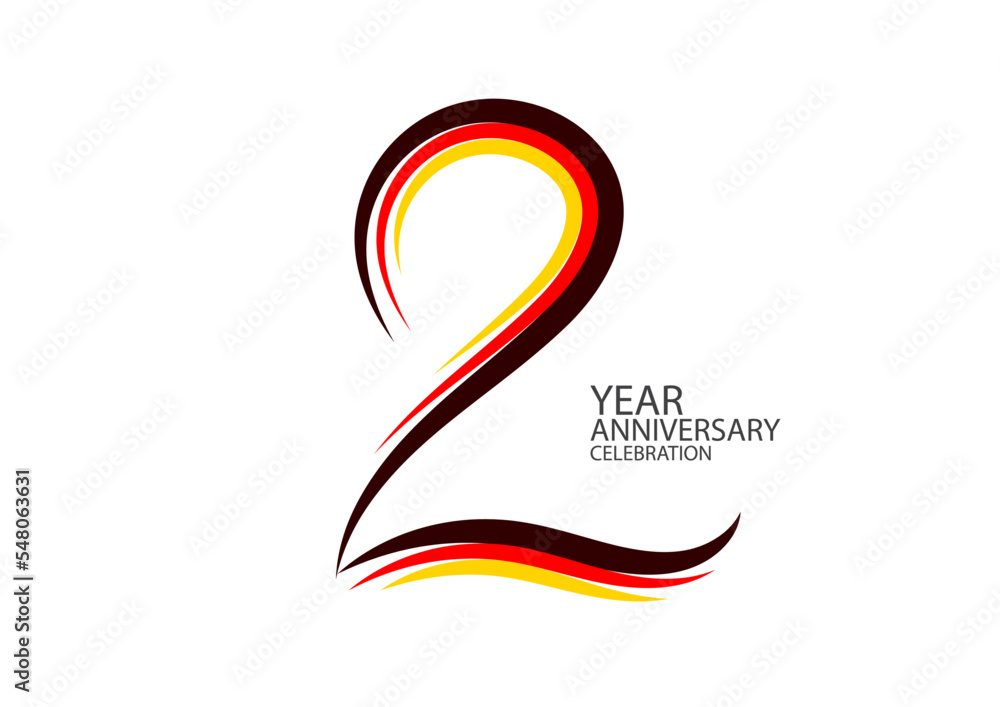 2 years anniversary celebration logotype colorful line vector, 2nd ...