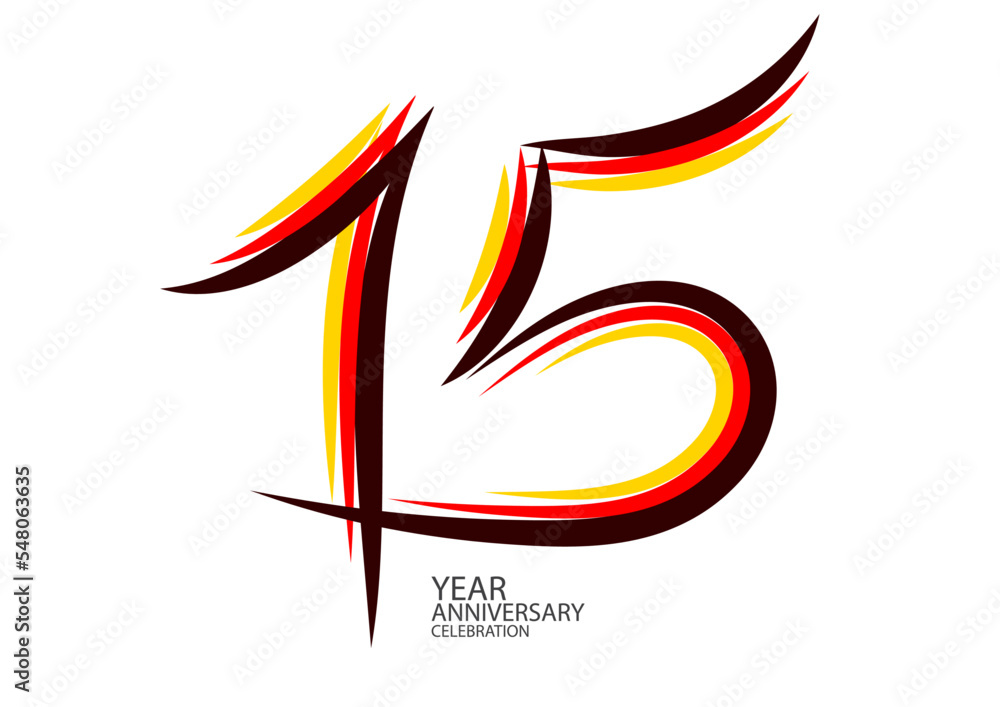 15 years anniversary celebration logotype colorful line vector, 15th ...