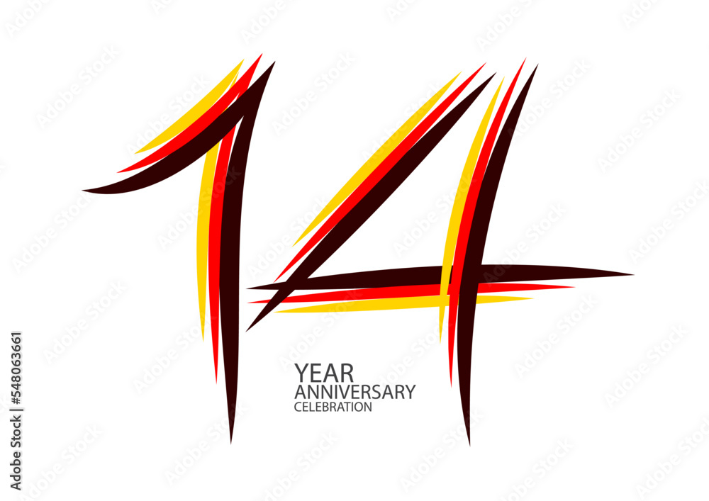 14 years anniversary celebration logotype colorful line vector, 14th ...