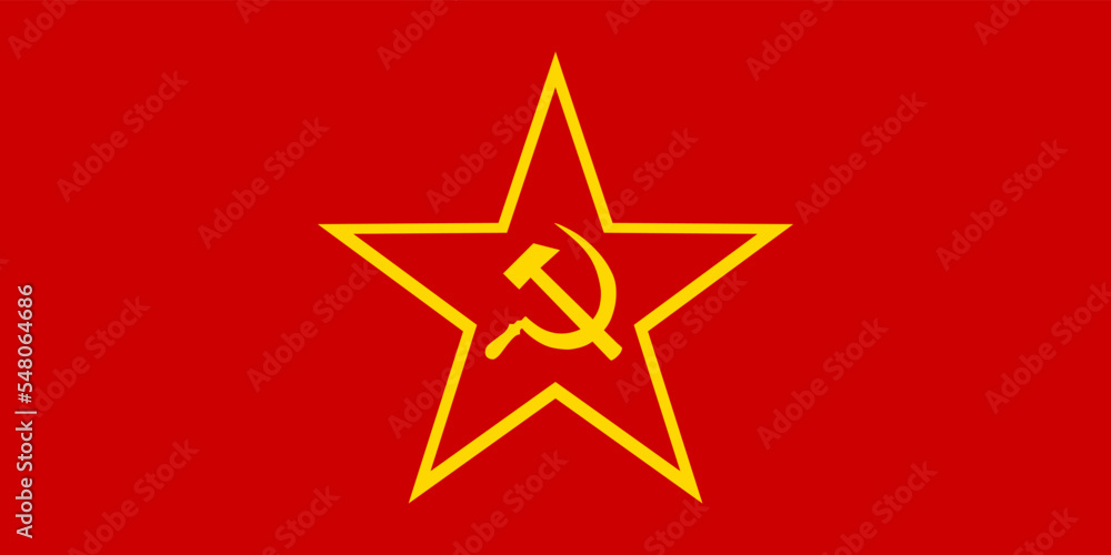 Flag of Soviet Union army vector illustration isolated. Red Army flag ...