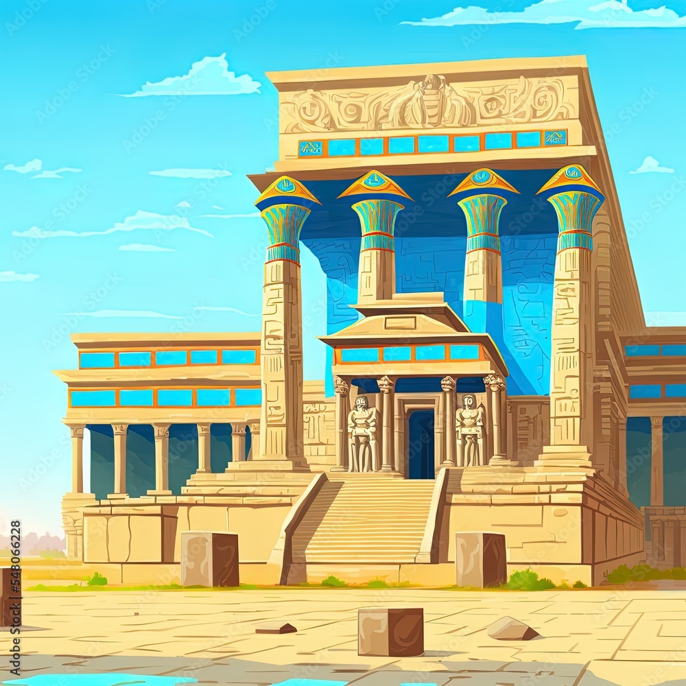 The ruins of the beautiful ancient temple of dendera or hathor temple ...