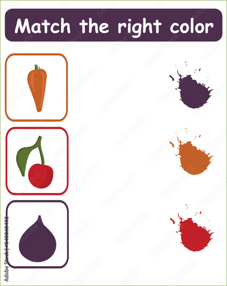 Learning colors. Matching game. education game for children. Match the ...