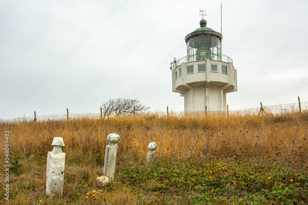 A historic lighthouse with a copper dome erected by French engineers in ...