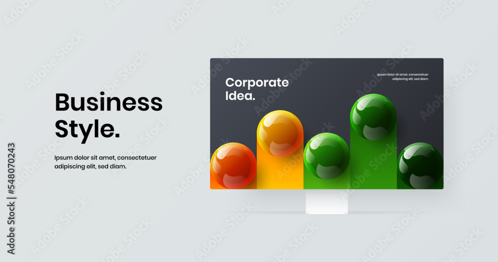 Original computer monitor mockup web banner concept. Minimalistic site ...