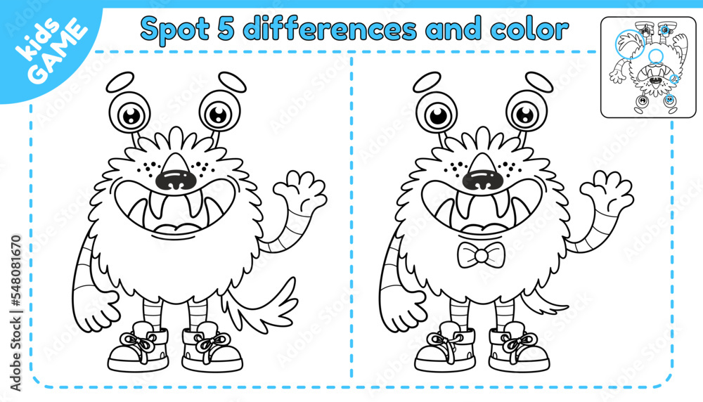 Spot the differences and coloring page. Searching the difference game ...