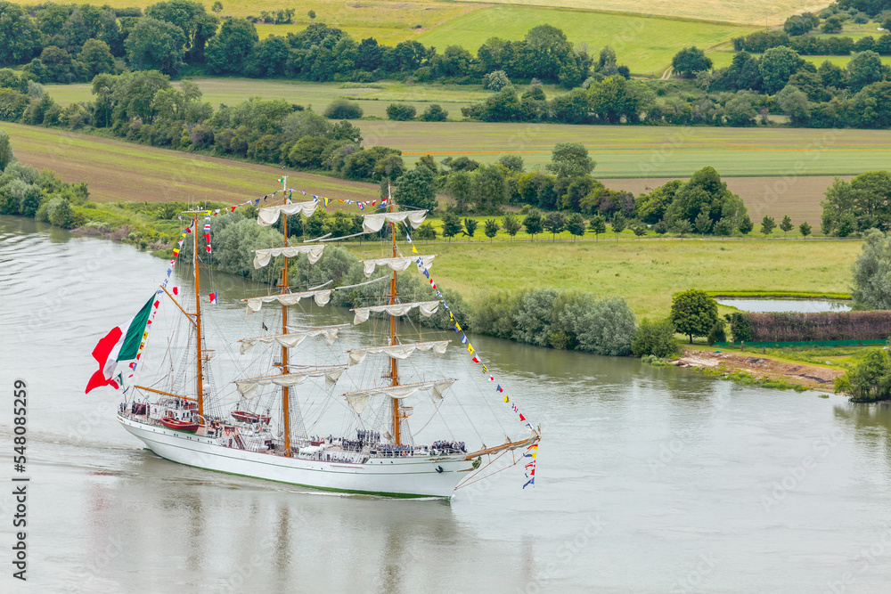 NORMANDY, FRANCE: arrival in the rain of the 2019 Armada tall ships ...