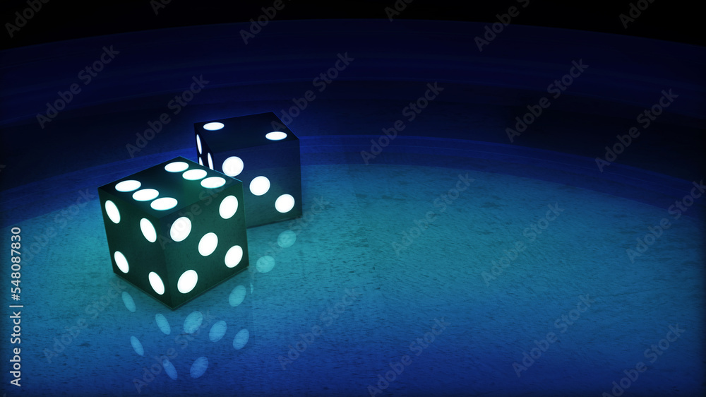Roll the dice 3D graphics, minimal dark neon, concept. A bet rendering ...