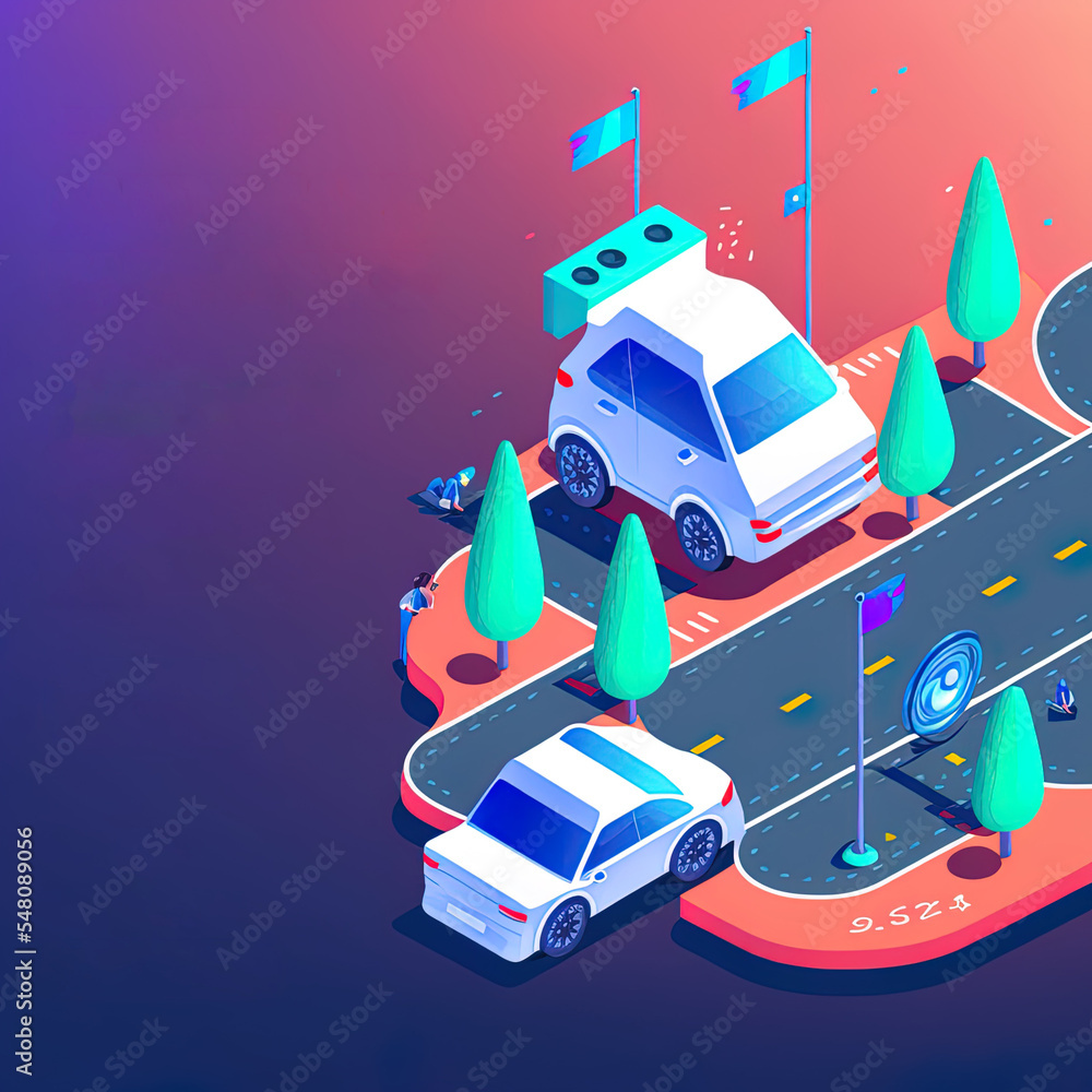 Anpr technology isometric landing page. automatic number plates ...