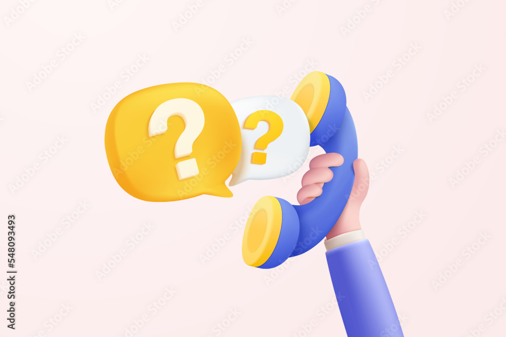 Vetor de 3d call phone and bubble Talking. Talk with service support ...