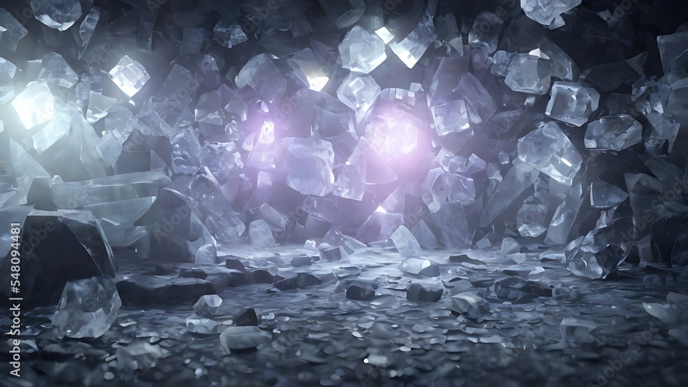 Hall of the Crystal Cave. Illustration, concept art. Stock Illustration ...