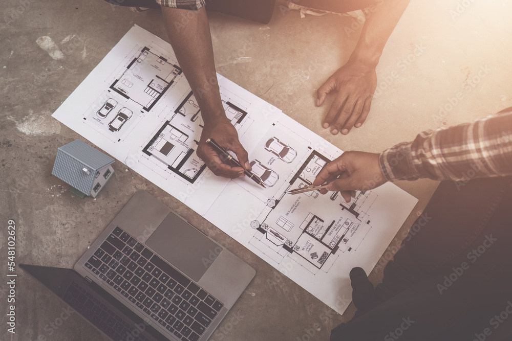 Professional architect designer structural engineer team colleagues ...