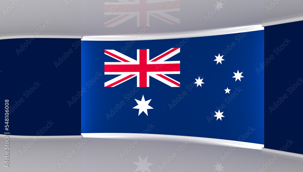 TV studio. Australia flag studio. Australia flag background. News ...
