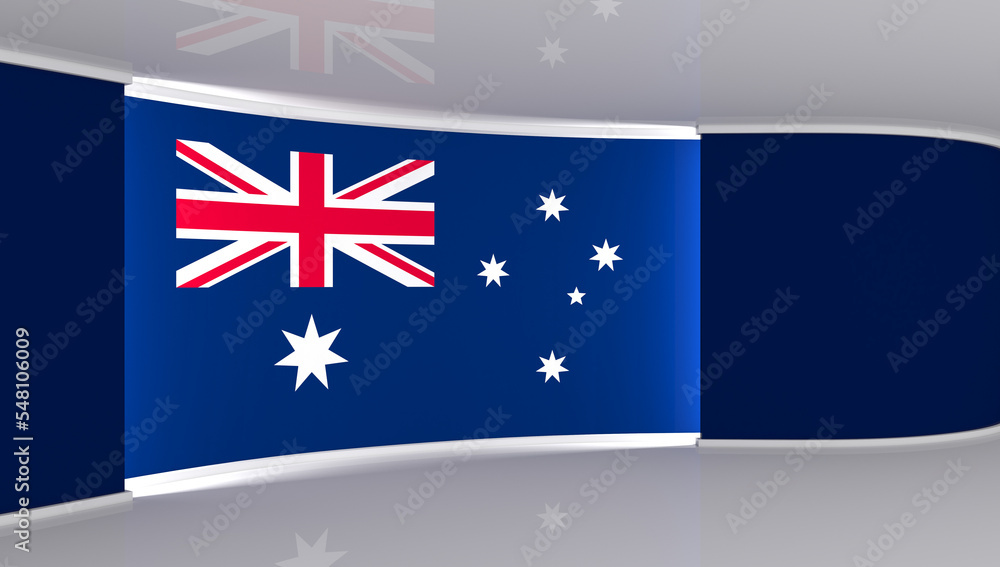 TV studio. Australia flag studio. Australia flag background. News ...