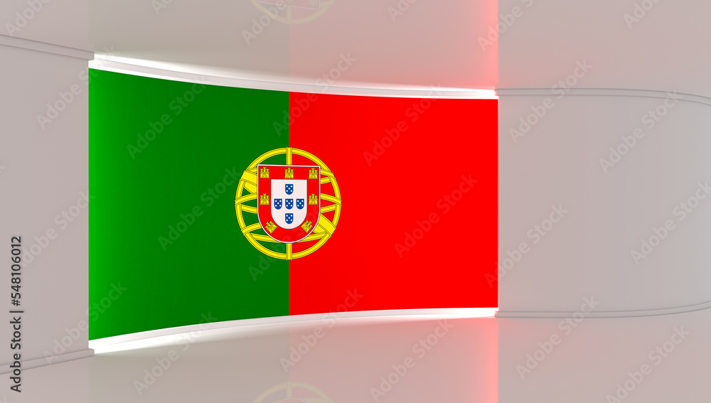 TV studio. Portugal. Portuguese flag studio. Portuguese flag background ...