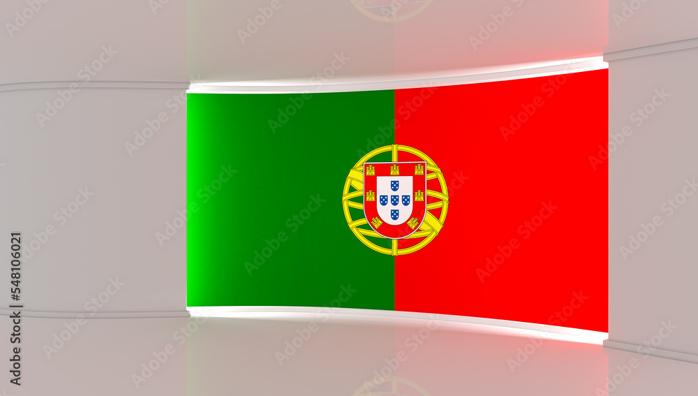 TV studio. Portugal. Portuguese flag studio. Portuguese flag background ...