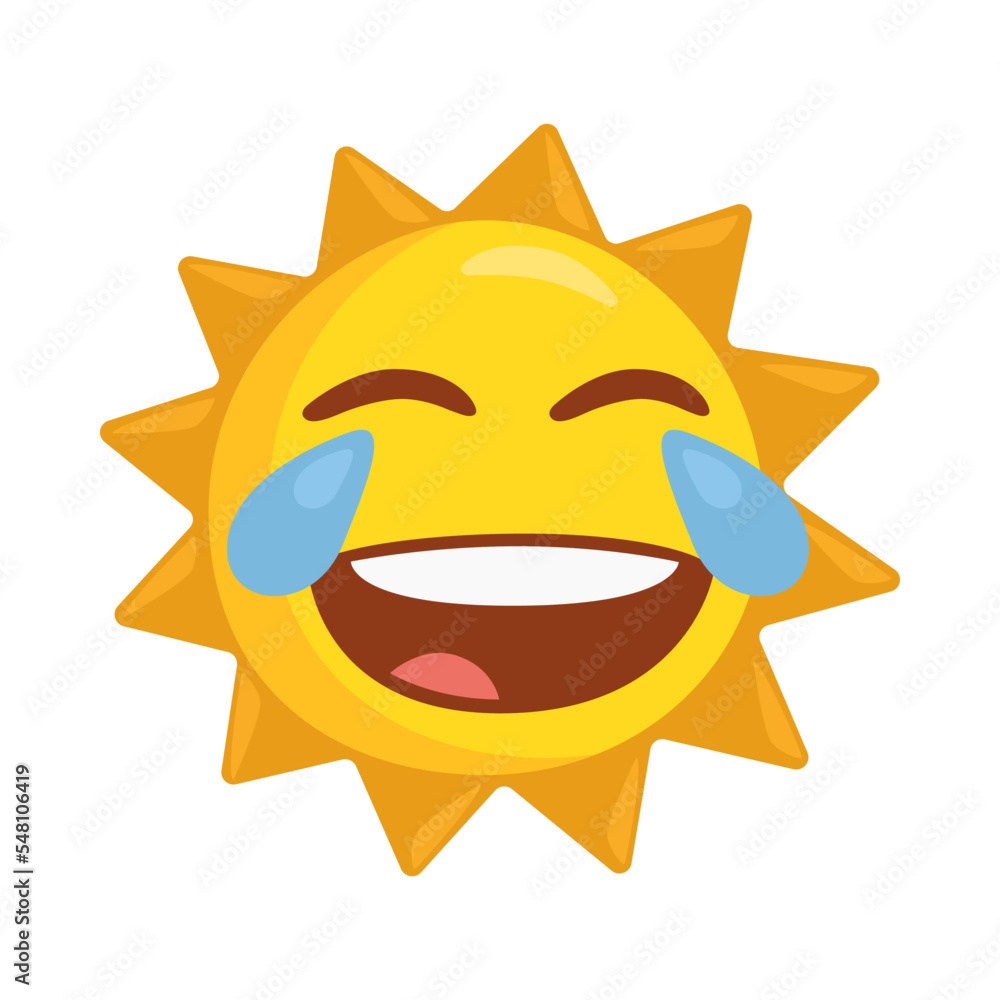 Sun Laugh Sign Emoji Icon Illustration. Funny Vector Symbol Emoticon ...