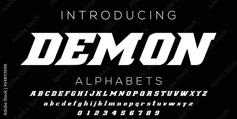 DEMON Minimal urban font. Typography with dot regular and number. minimalist style fonts set ...