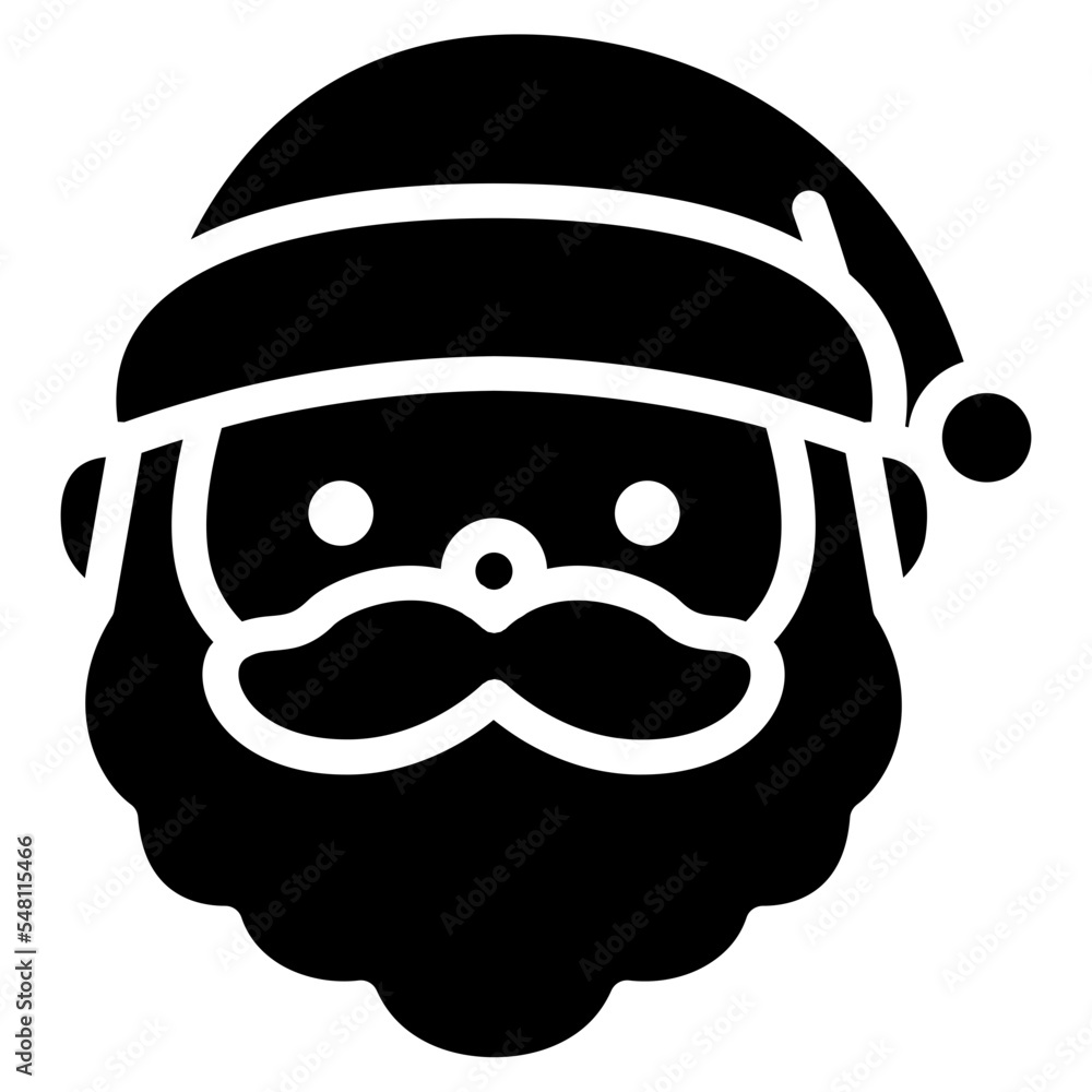 Santa claus solid silhouette icon face head cartoon illustration Stock ...