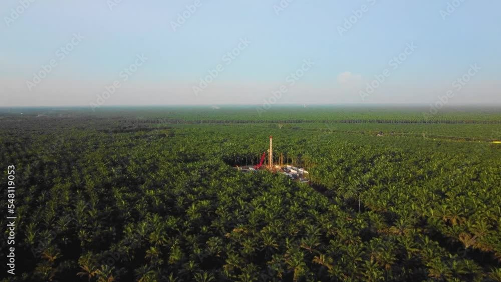 Cinematic 4K Drone Footage of Onshore Drilling Rig equipment structure ...