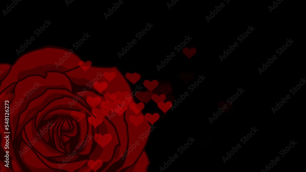 Love animated background with red rose emitting heart particles. Hearts ...