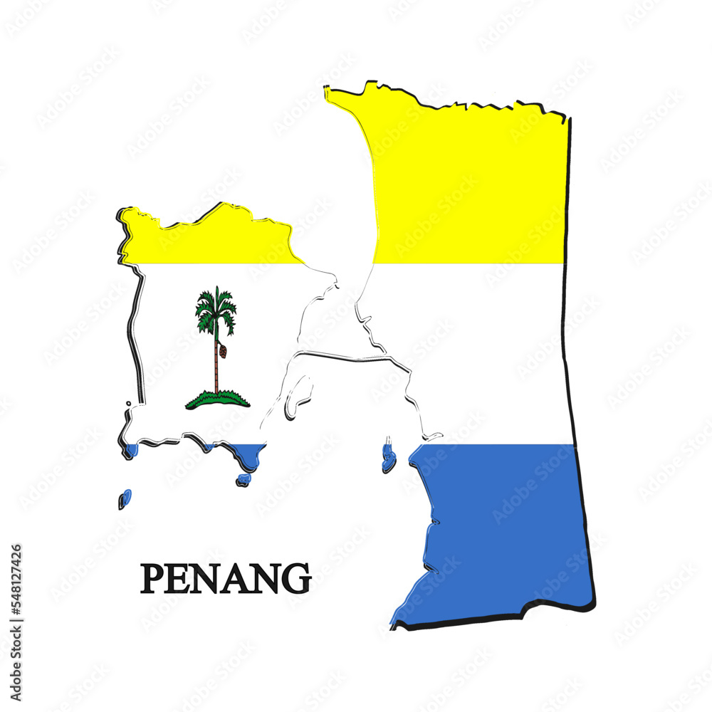 Penang map vector illustration. Malaysian city. State in Malaysia Stock ...
