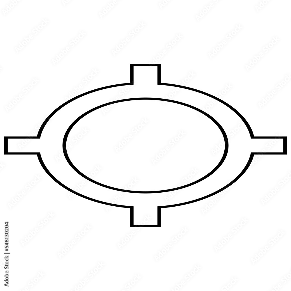 Universal currency sign black outline isometric view isolated on white ...