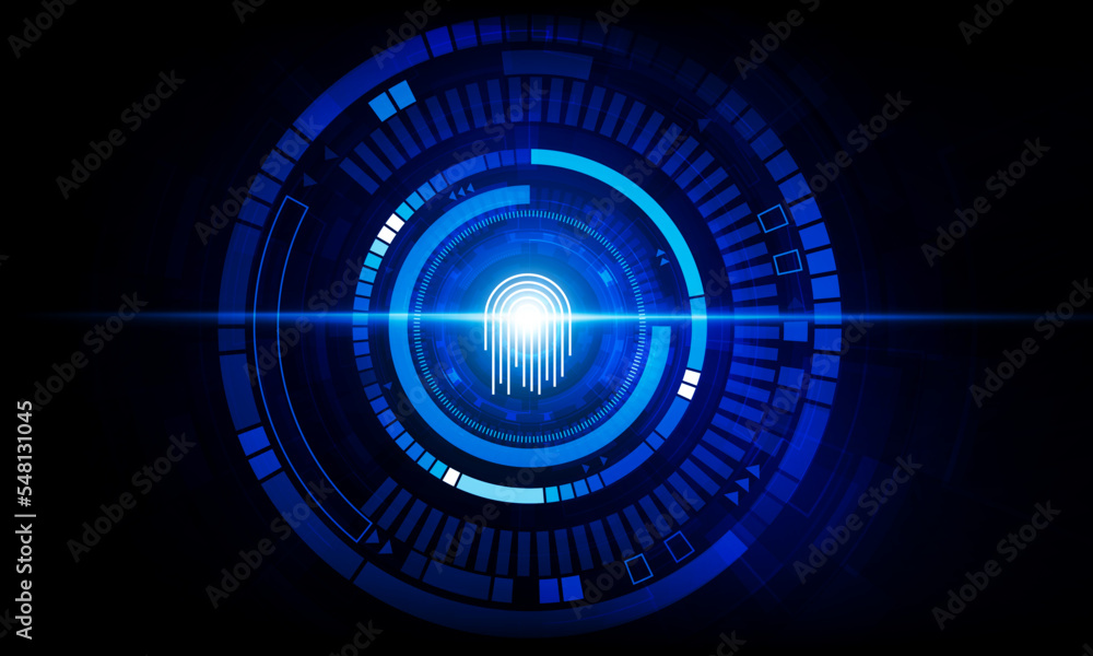 Abstract Door open Light technology finger scan background Hitech ...