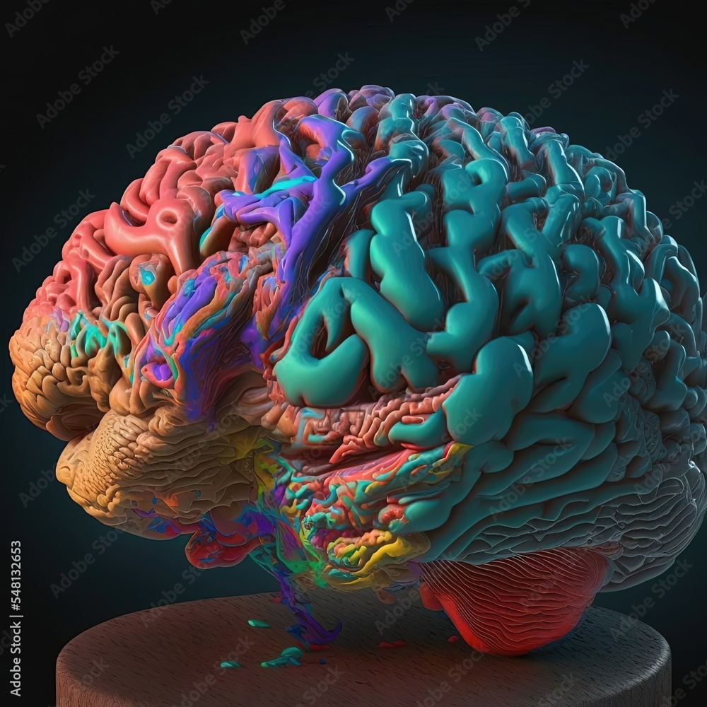 The brain synthesizes colored clay. Illustration about the brain. Made ...