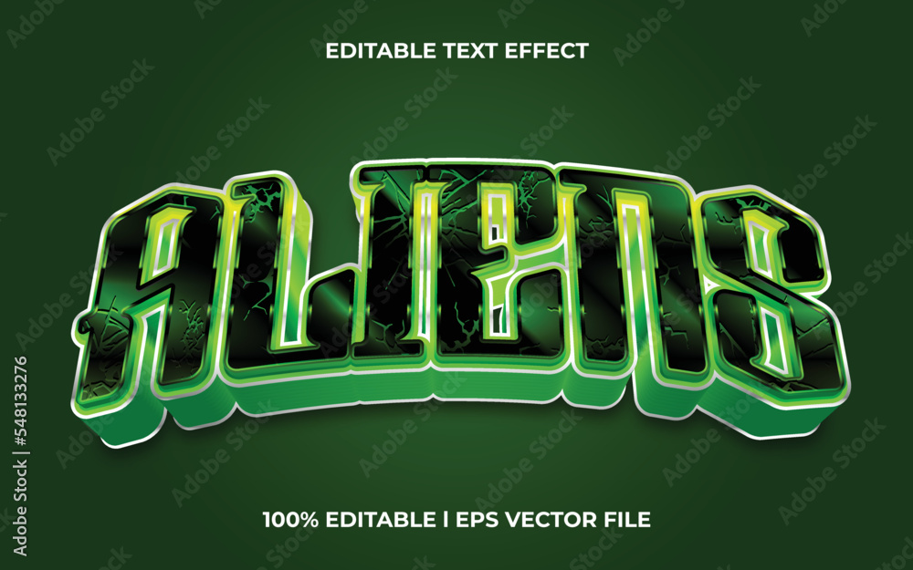 aliens text effect editable modern lettering typography font style ...
