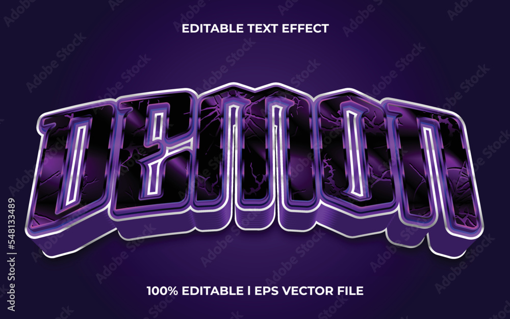 demon text effect editable modern lettering typography font style ...