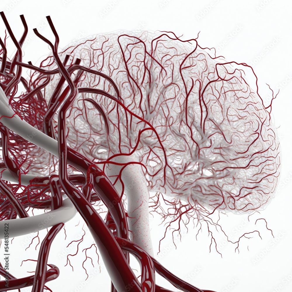 The brain synthesizes blood vessels. Illustration about the brain. Made ...