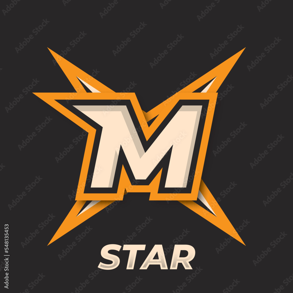 Initial M simple esport logo design element, gamer logo, star icon ...