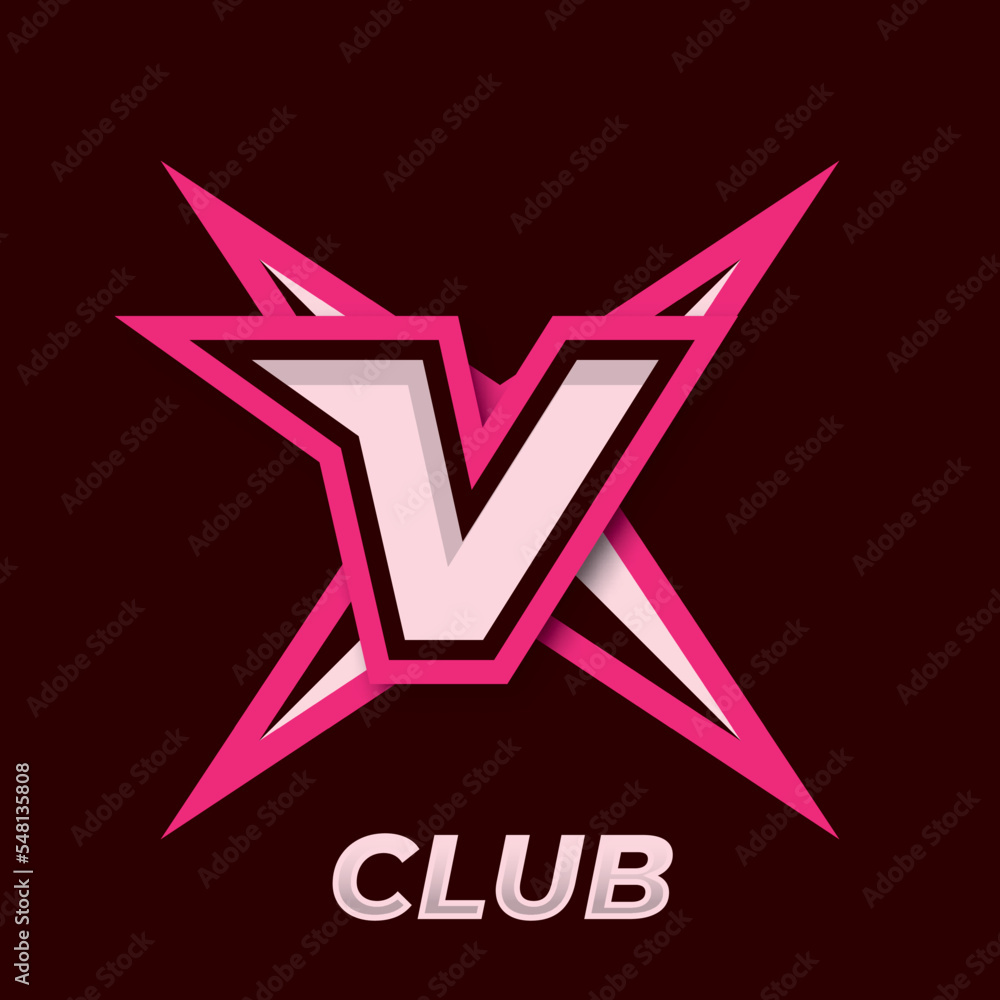Initial V simple esport logo design element, gamer logo, star icon ...