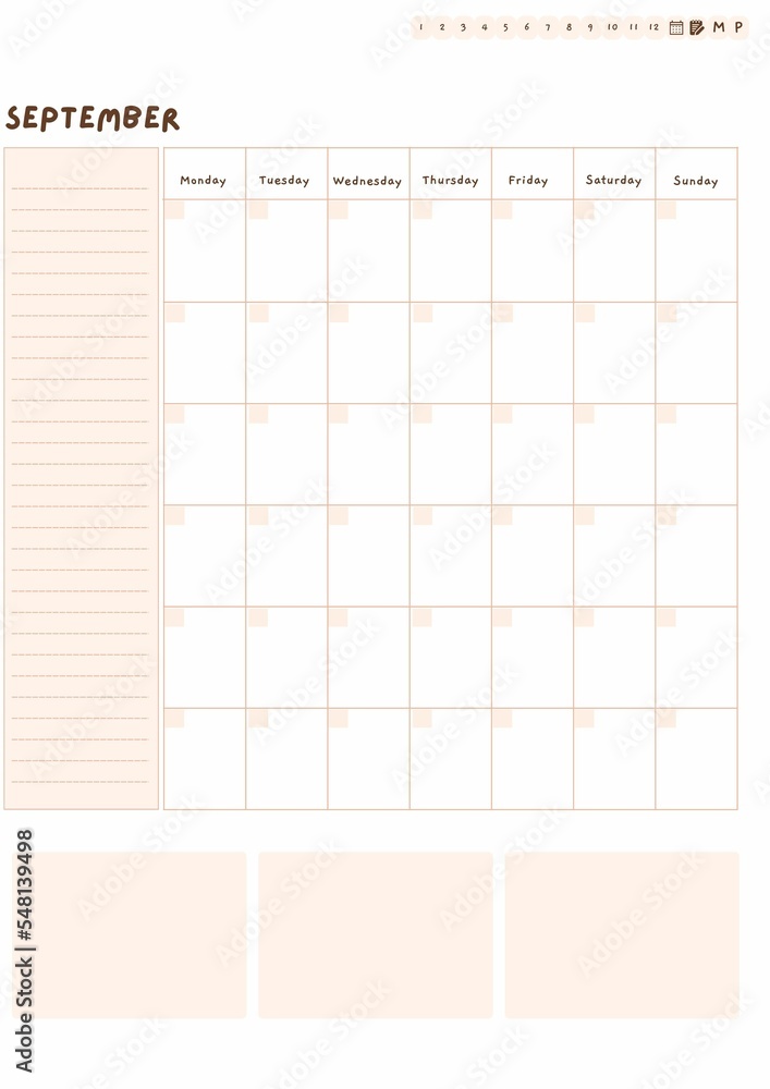 september 2023 calendar A4 Digital planner sheet 2023 undated planner ...