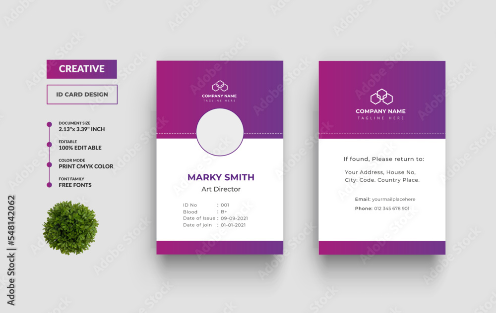 Professional Modern Corporate Unique Office Employee ID card and ...