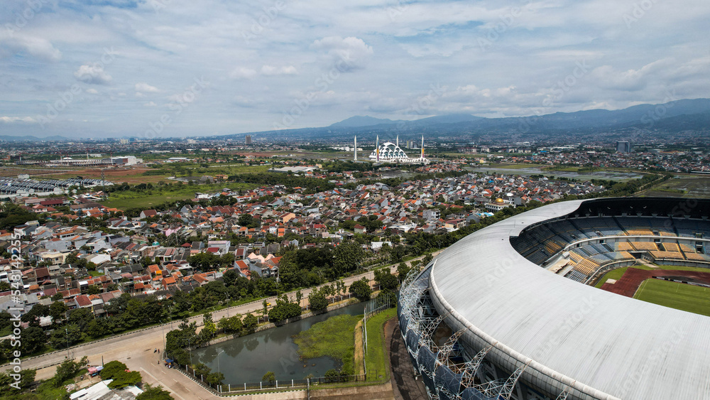 Aerial view of the Beautiful scenery Gelora Bandung Lautan Api (GBLA ...