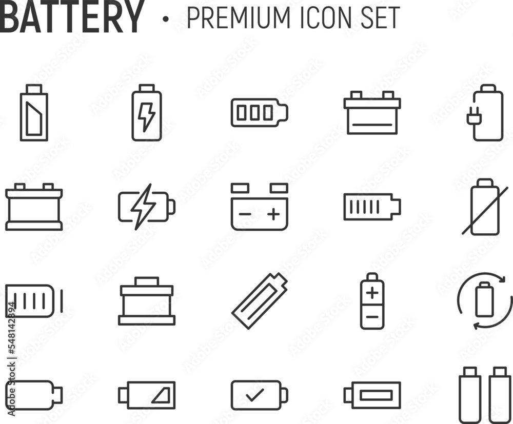 Editable vector pack of battery line icons. Stock Vector | Adobe Stock Editable vector pack of battery line icons. Stock Vector | Adobe Stock