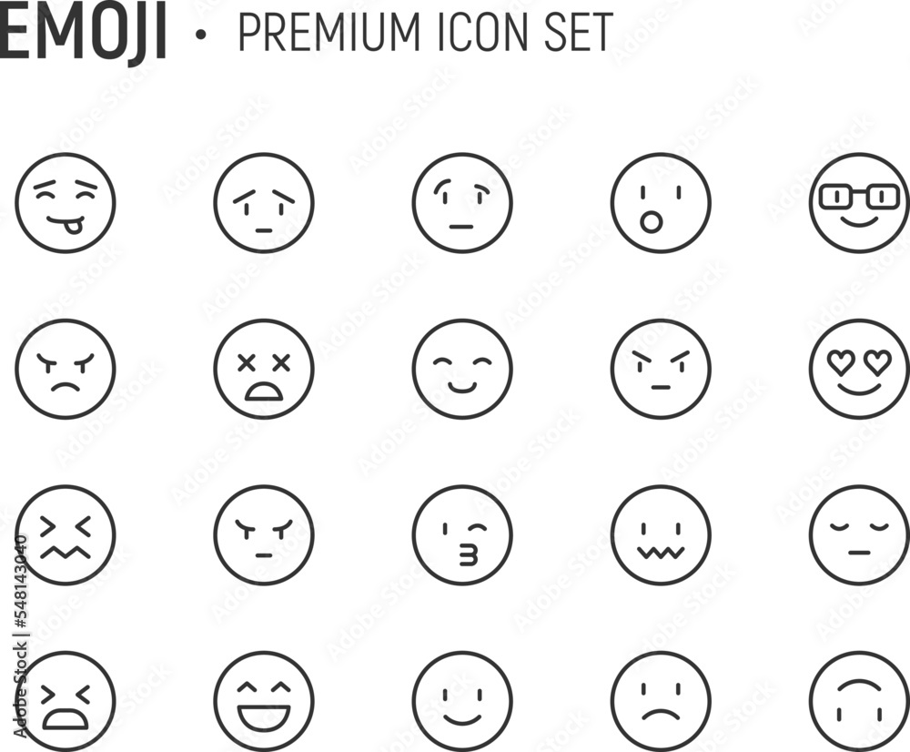 Editable vector pack of emoji line icons. Stock Vector | Adobe Stock Editable vector pack of emoji line icons. Stock Vector | Adobe Stock