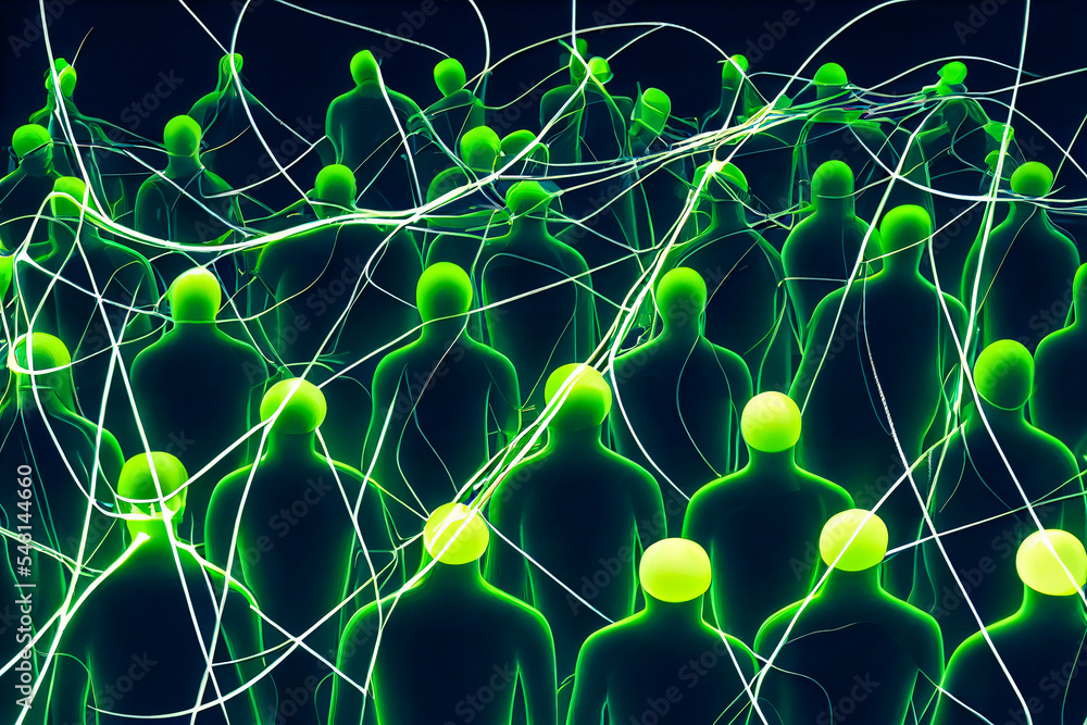 There is a digital silhouette of people connected to each other in a ...