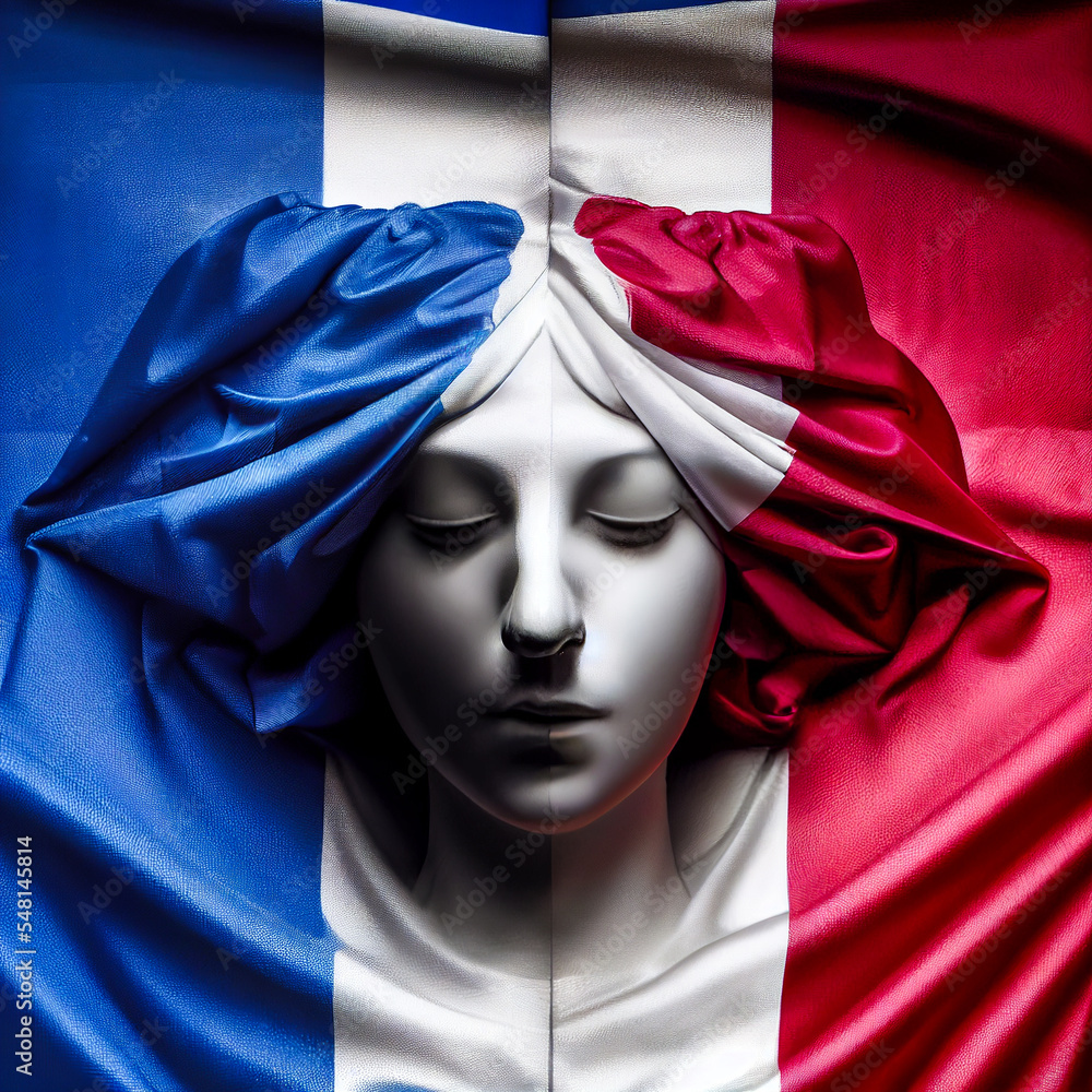 Face of Marianne, symbol of the French republic associated with the ...