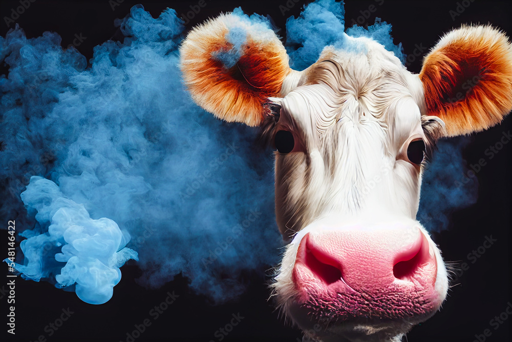 An illustration is shown of the atmospheric pollution caused by cows ...